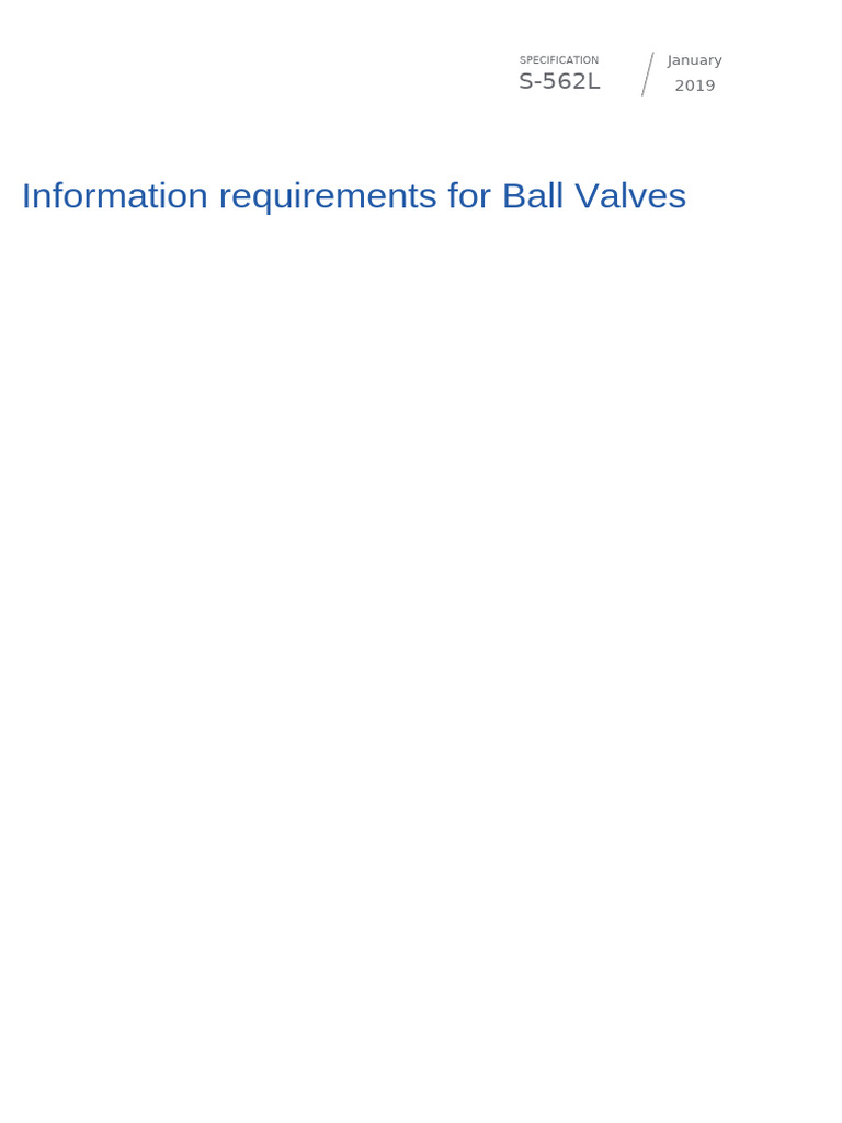 S-562 - Ball Valves To API Spec 6D - Information Requirements | PDF ...