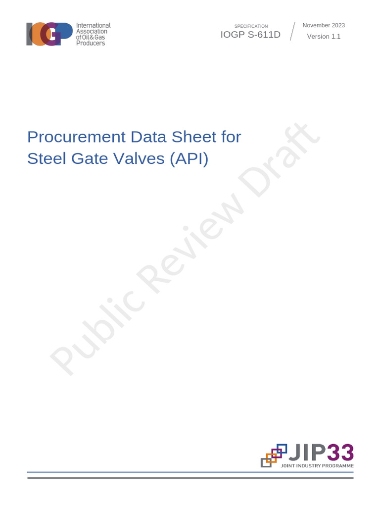 S-611 - Steel Gate Valves (API) - Procurement Data Sheet | PDF ...
