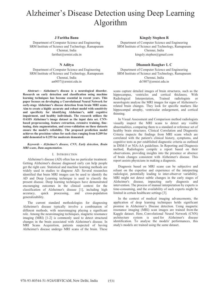 8 Read Alzheimers Disease Detection Using Deep Learning Algorithm Pdf Medical Diagnosis