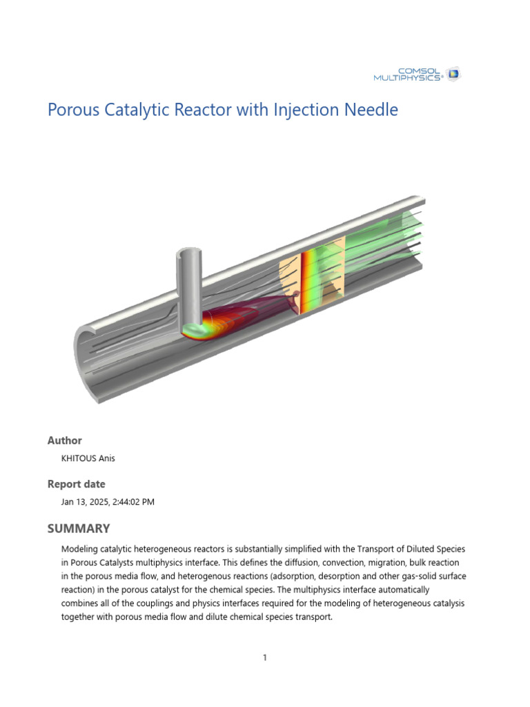 Porous Catalytic Reactor With Injection Needle | PDF | Heterogeneous ...