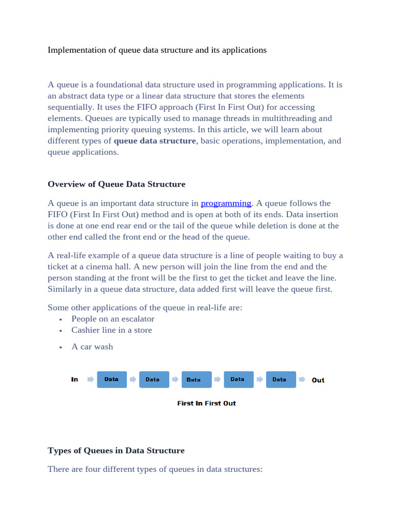 Queue Data Structure: Types & Applications | PDF | Queue (Abstract Data ...