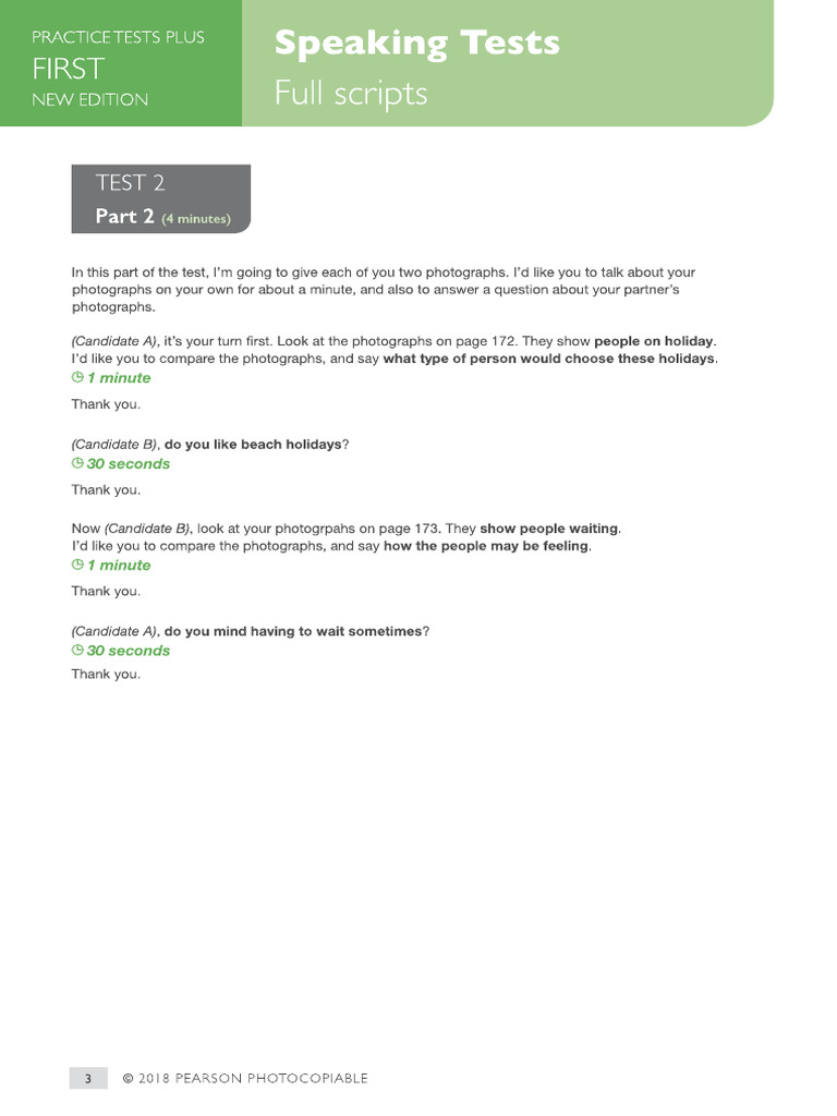 Speaking Test 2 First | PDF