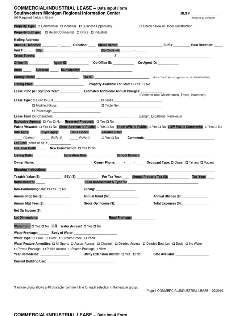 Commercial Lease Input Form Complete 06 2011 | PDF | Land Lot | Hvac