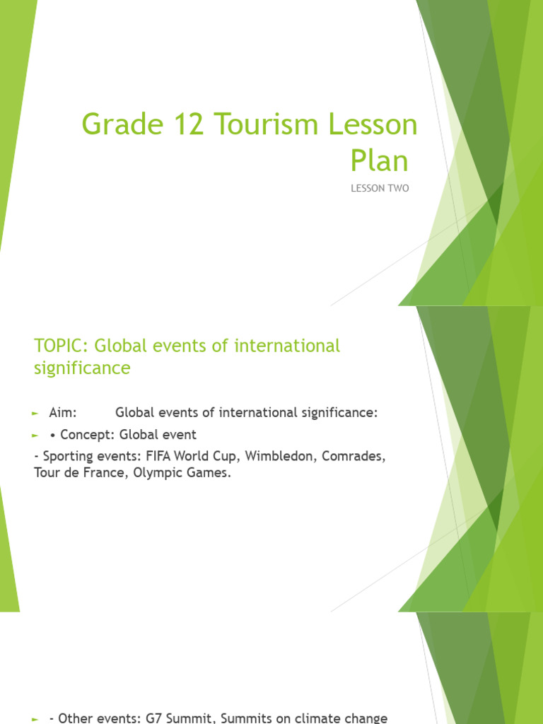 Grade 12 Tourism Lesson Plan. Lesson Two | PDF | Tourism | Economies
