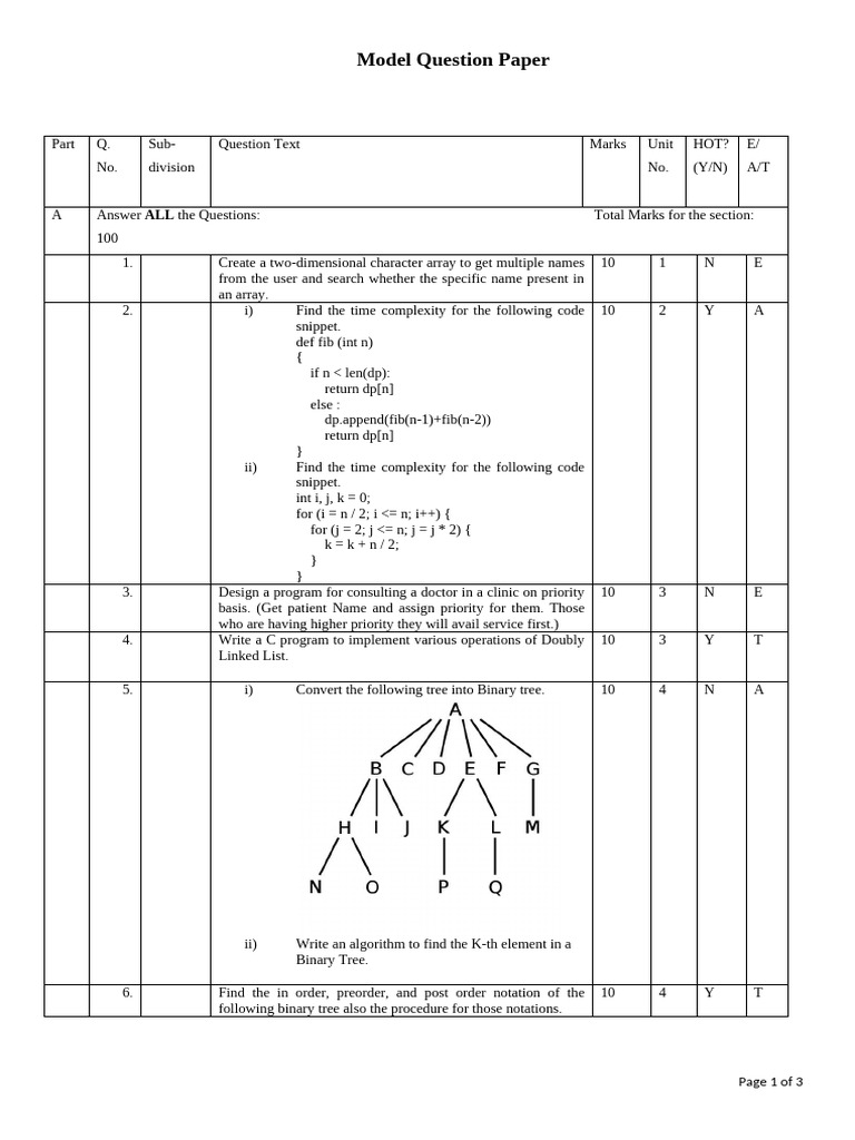 Fallsem2024-25 Bcse202l TH VL2024250101784 Model-Question-Paper | PDF | Computer Programming ...