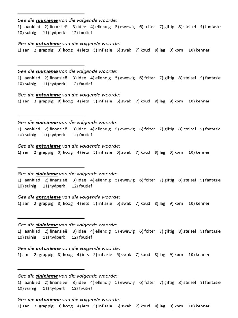 x3 Gr. 8 Sinonieme, Antonieme | PDF