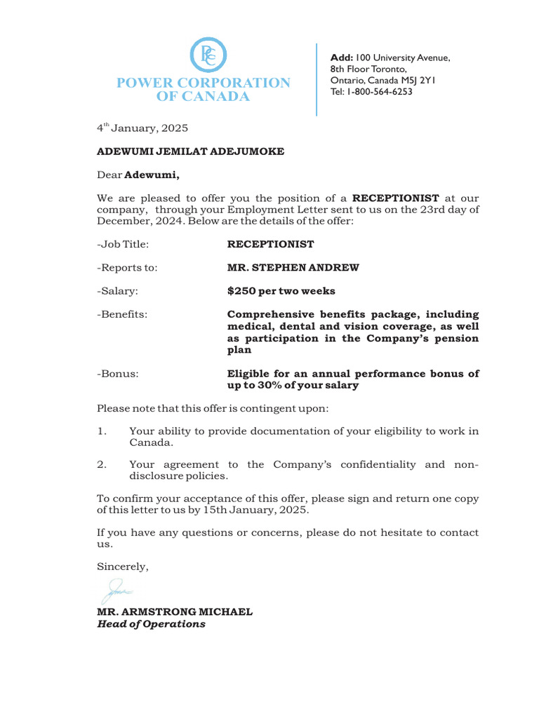 Offer Letter | PDF