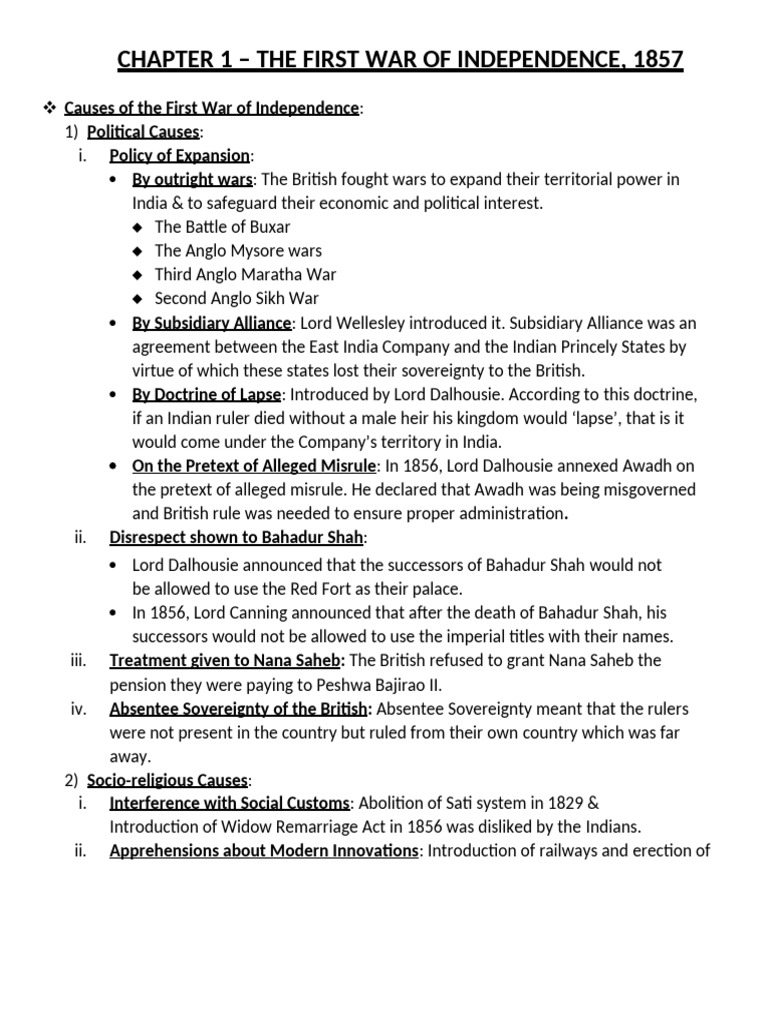 1) FIRST WAR OF INDEPENDENCE | PDF | British Raj | Indian Rebellion Of 1857
