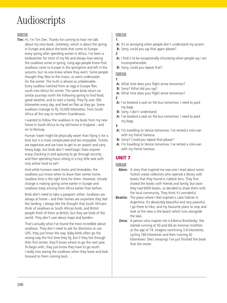 GE2 Students Book Audioscripts | PDF