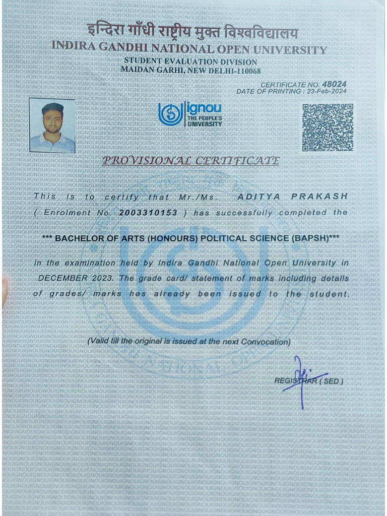 provisional certificate BA | PDF