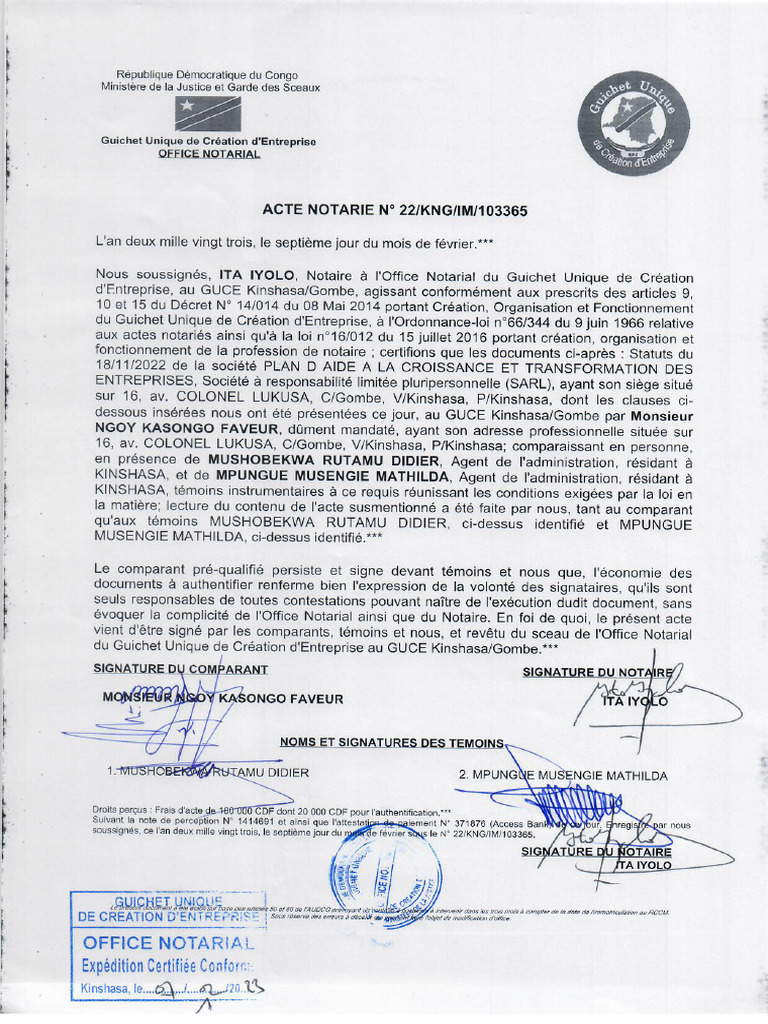 Acte Notarie Pactworld | PDF