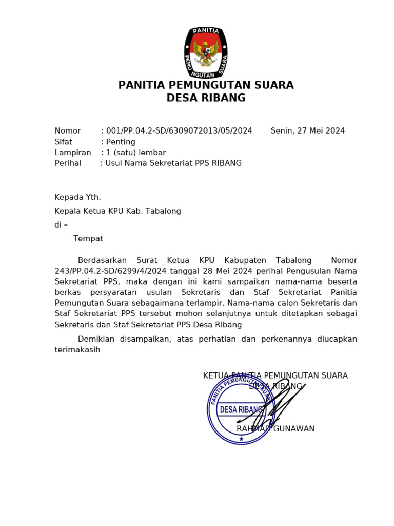 Format Contoh Surat PPS 2024 | PDF