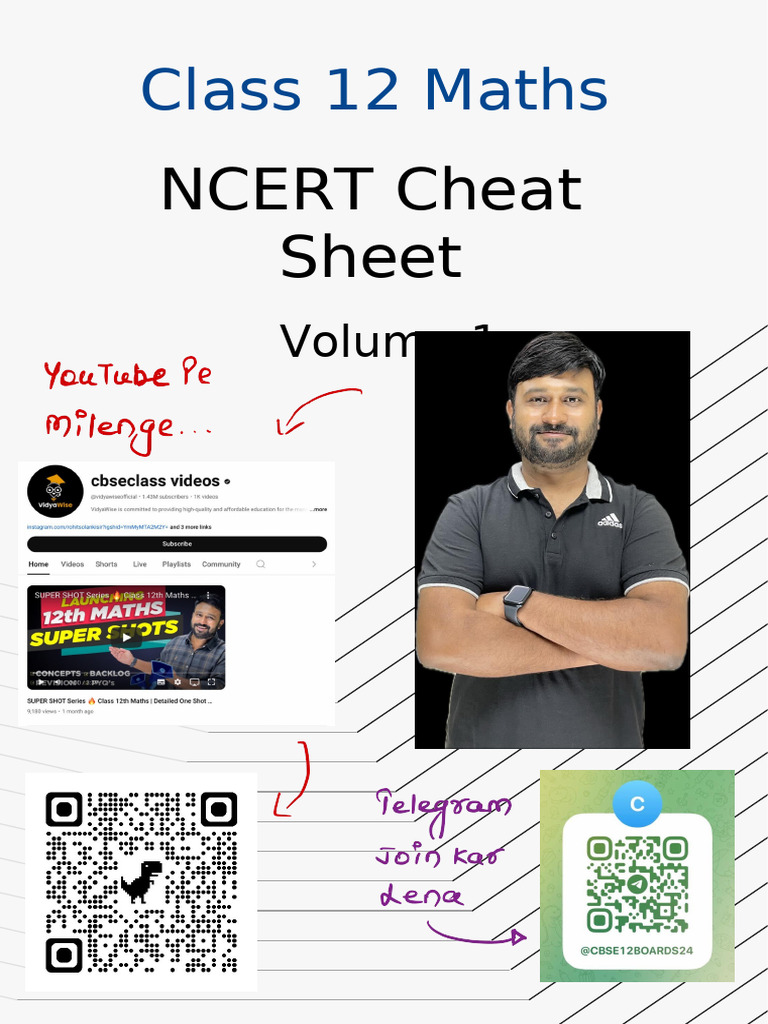 Class 12 Maths NCERT Cheat Sheet | PDF | Equations | Algebra