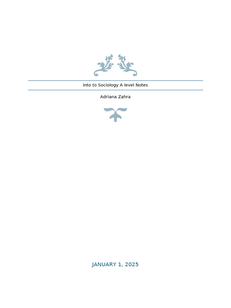 Intro to Sociology A level Notes | PDF | Sociology | Anthropology