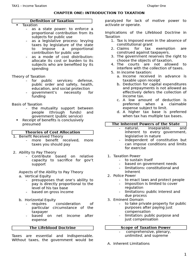 TAX - Transes of Income Taxation by Banggawan - Chapter 1 | PDF | Taxes | Income Tax