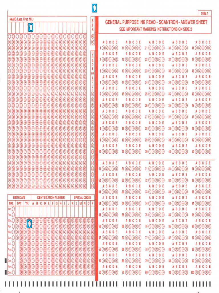 Scantron+Form+ +88483 | PDF