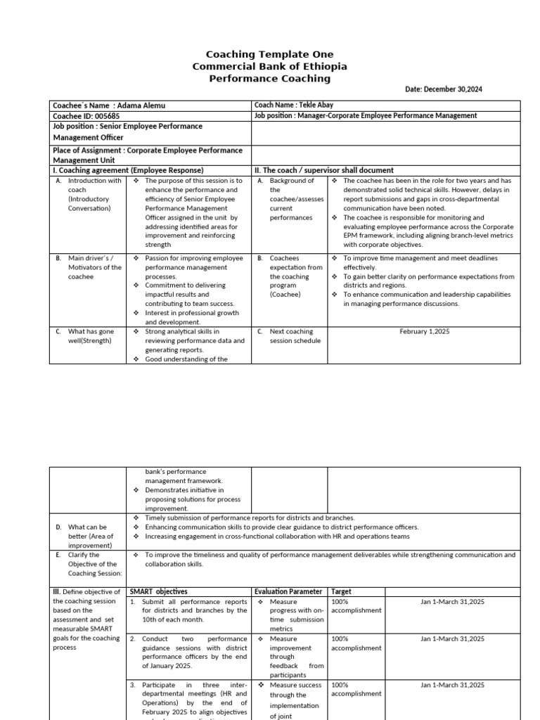 Coaching Template Sample Divisions | PDF | Performance Indicator ...