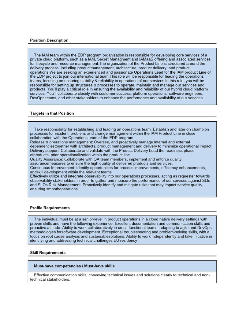 IAM Operations Lead Position Overview | PDF | Quality Assurance | Cloud ...