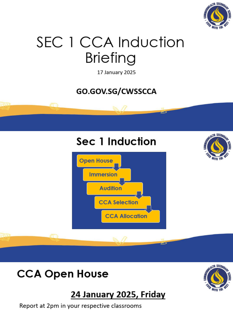 Sec 1 CCA Induction Briefing 2025 | PDF