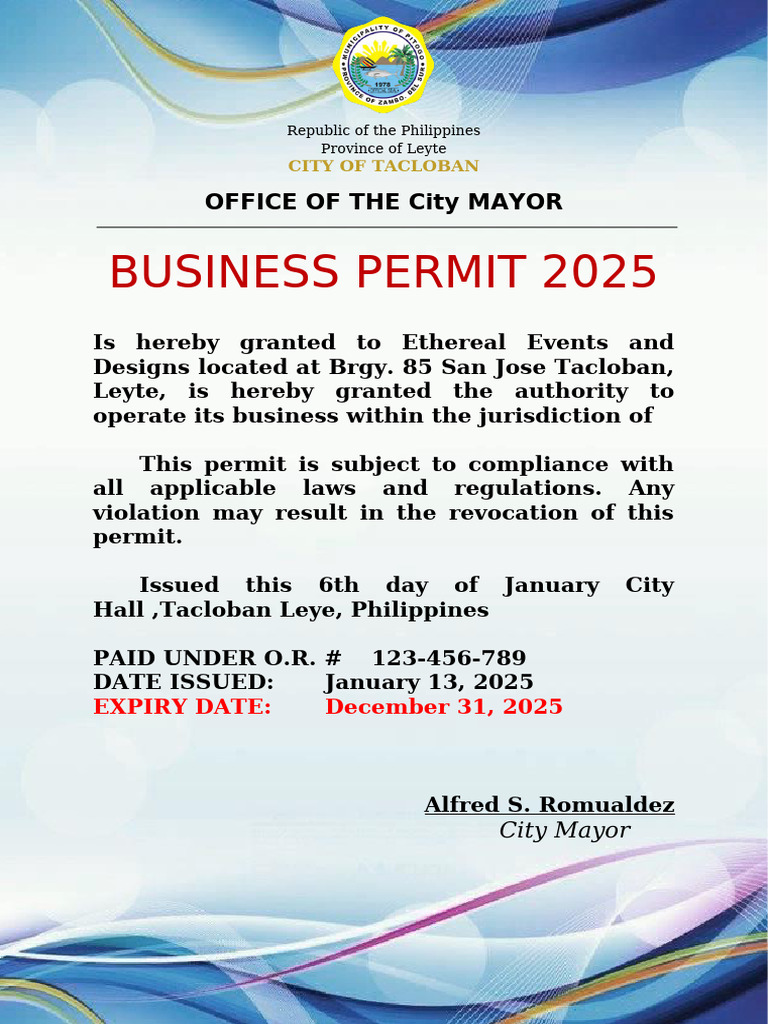 Tacloban Business Permit 2025 | PDF