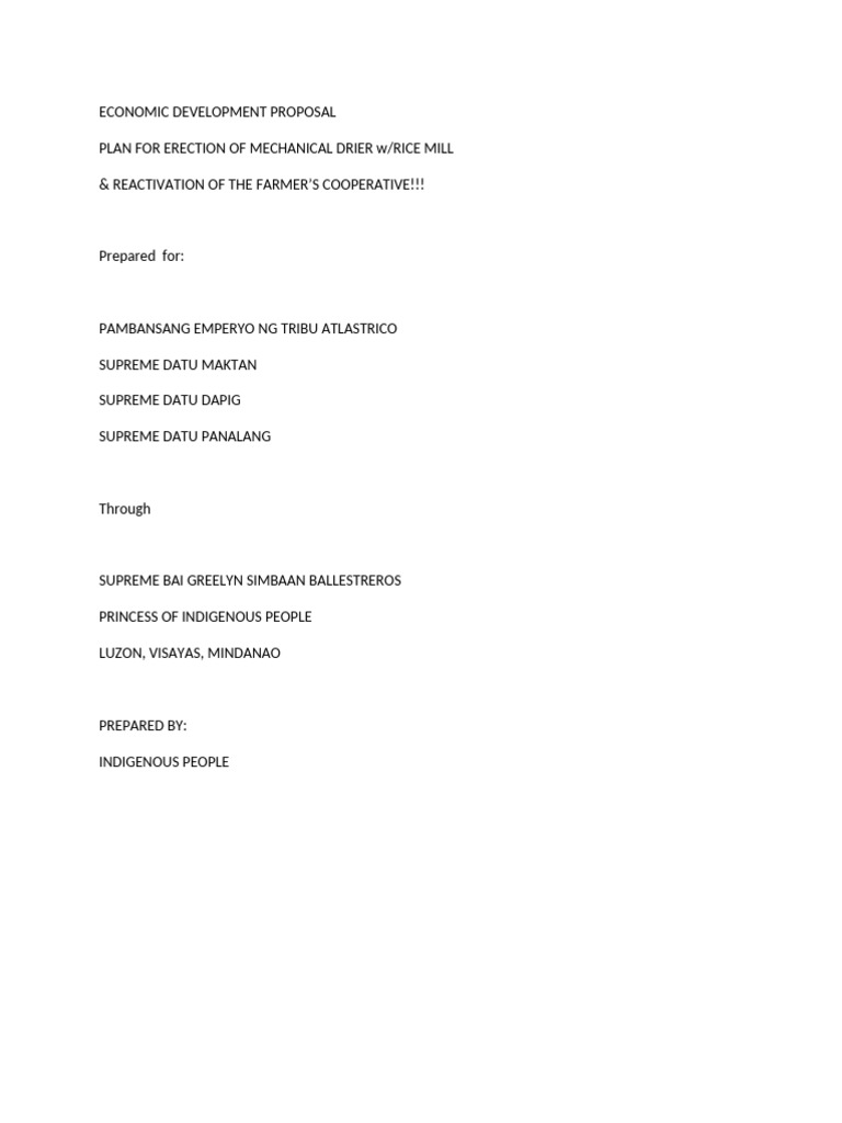 Economic Development Proposal | PDF | Rice | Agriculture