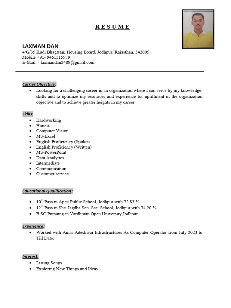 Laxman CV | PDF