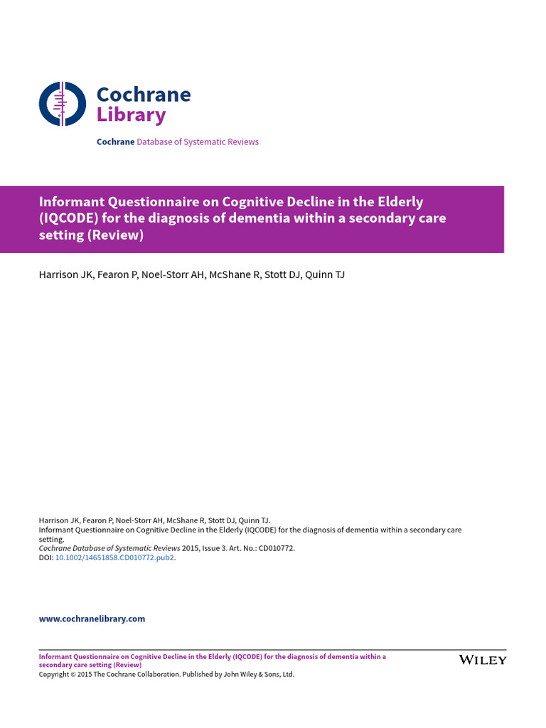 Informant Questionnaire on Cognitive Decline in the Elderly | PDF ...