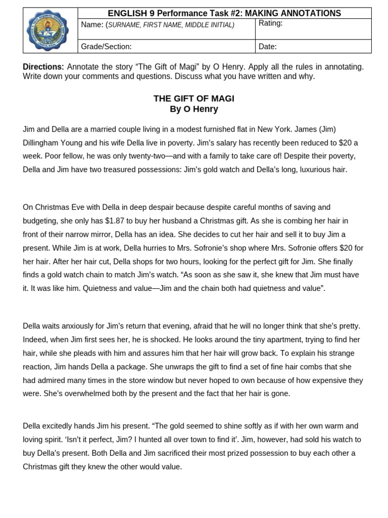 Annotating "The Gift of the Magi" | PDF
