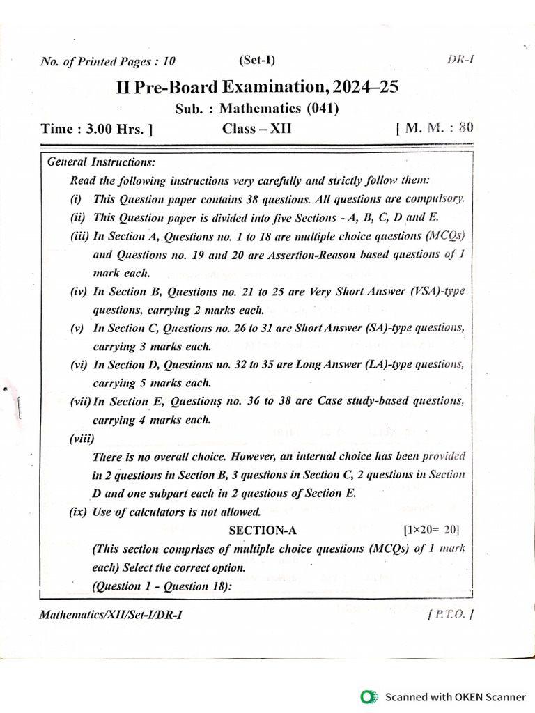 Maths Pre Board - 2 01-20-2025 07.58 | PDF
