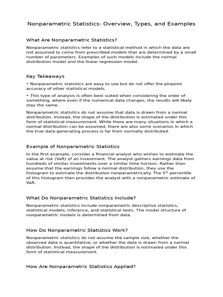 advanced statistics | PDF | Statistics | Nonparametric Statistics