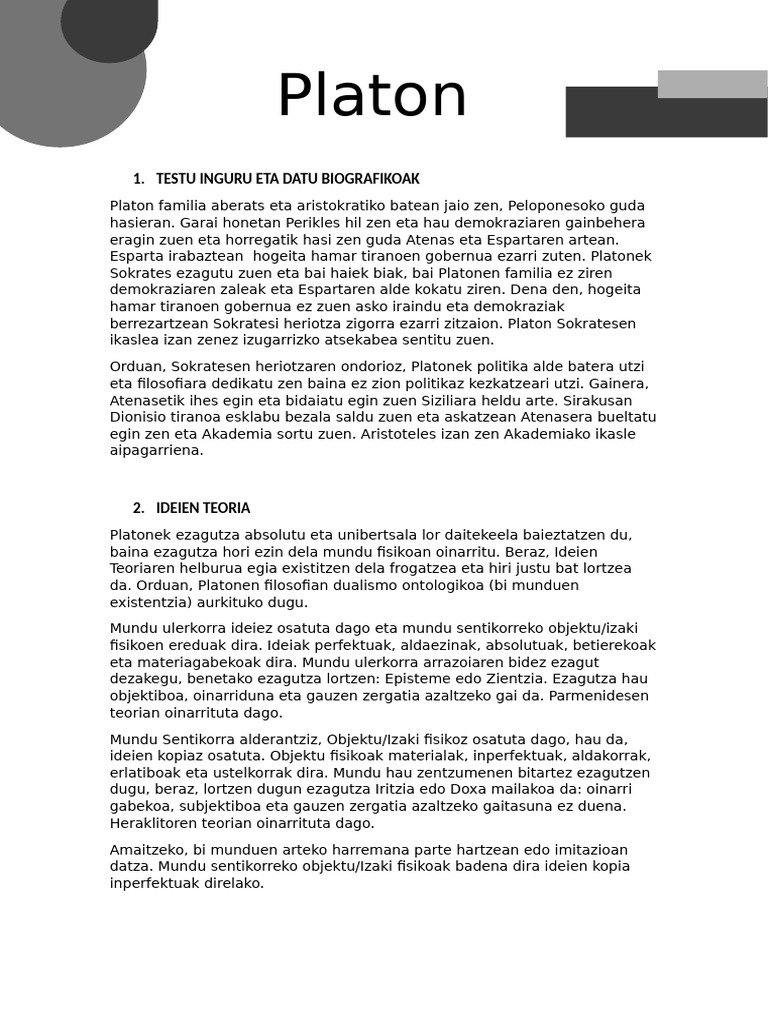 Platon Examen Preguntas | PDF