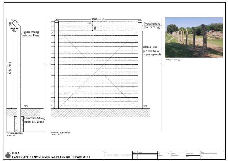 Boundary Wall Fencing Detail Drawing | PDF | Delhi