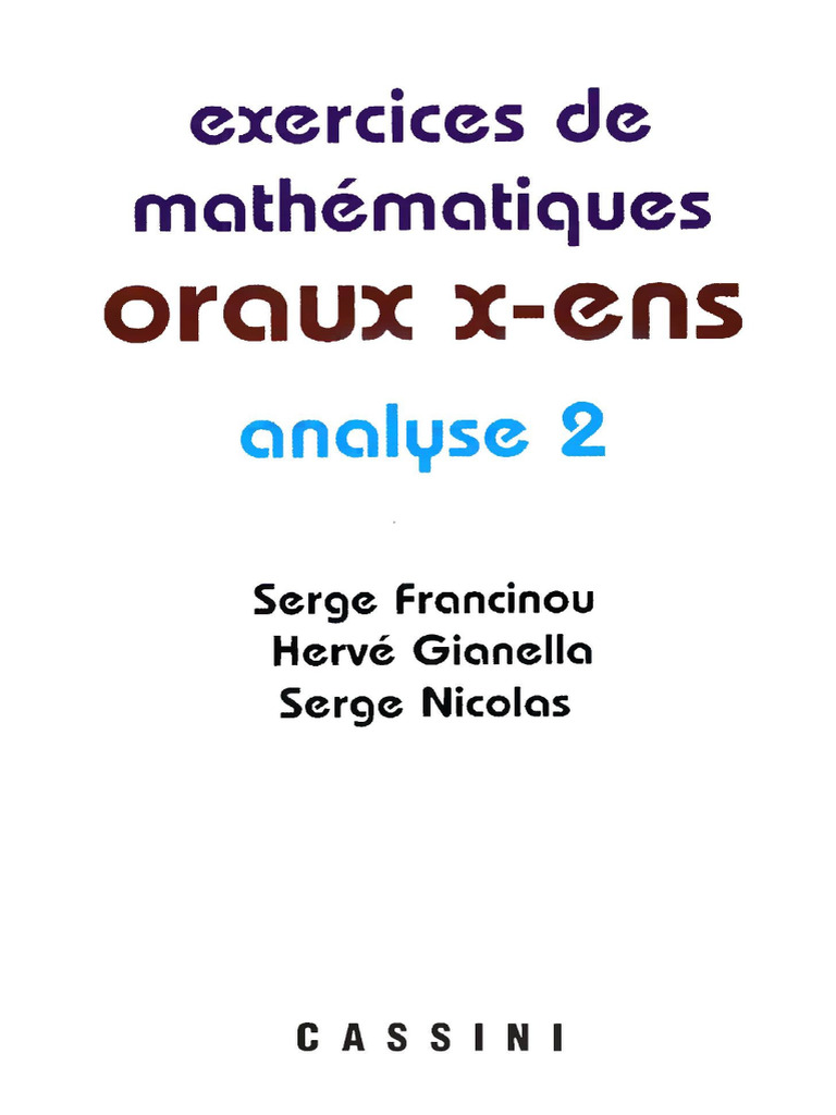5.cassini Oraux X-Ens Analyse 2 | PDF
