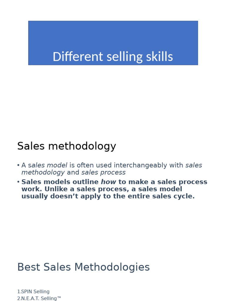 Different Selling Skills | PDF | Sales