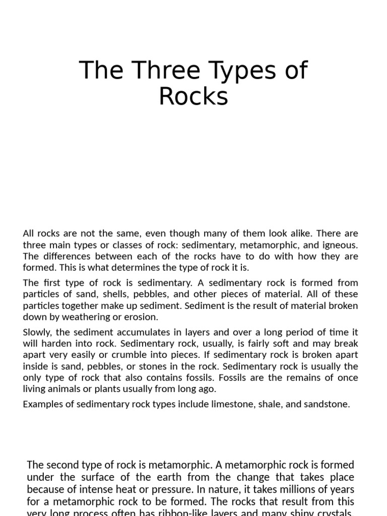 The Three Types of Rocks 3 | PDF | Rock (Geology) | Sedimentary Rock