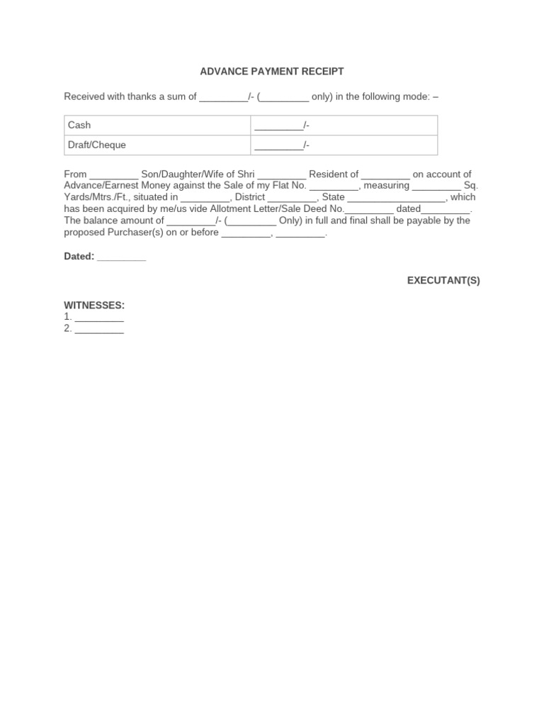 Advance Payment Receipt | PDF