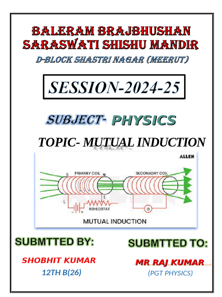 Physics Front Page For Project | PDF
