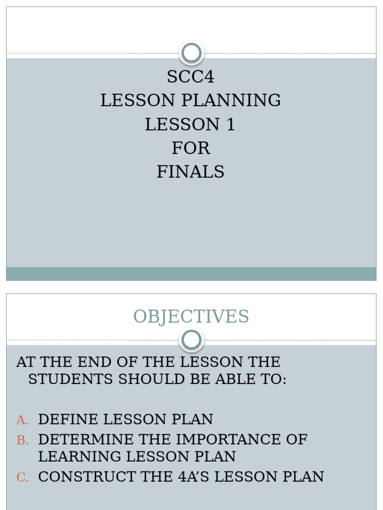 Scc4 Lesson Planning Final Topic 1 | PDF | Lesson Plan | Learning