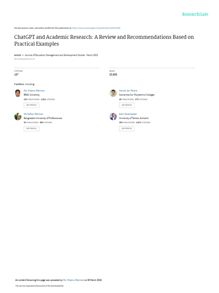 Chat GPT and Academic Research | PDF | Artificial Intelligence ...