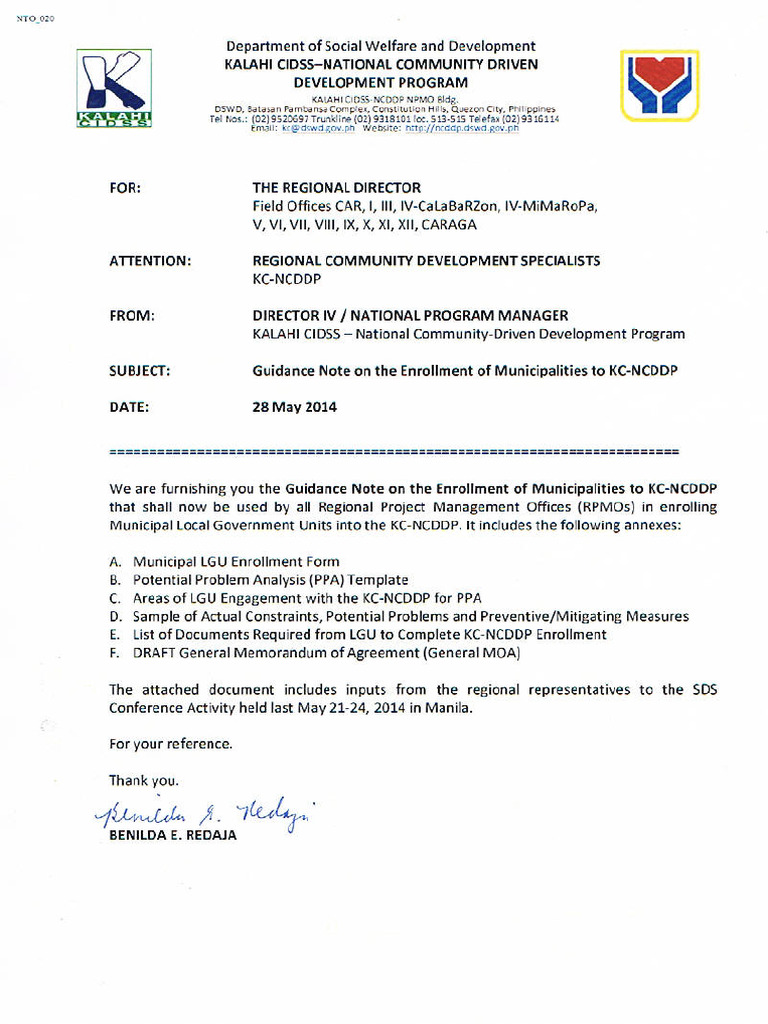 GUIDANCE_ON_ENROLLMENT_OF_MUNICIPALITIES_TO_Kalahi_CIDSS | PDF ...