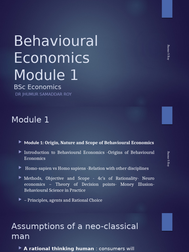 Behavioural Economics - 2024 - Module 1 | PDF | Behavioral Economics | Economics