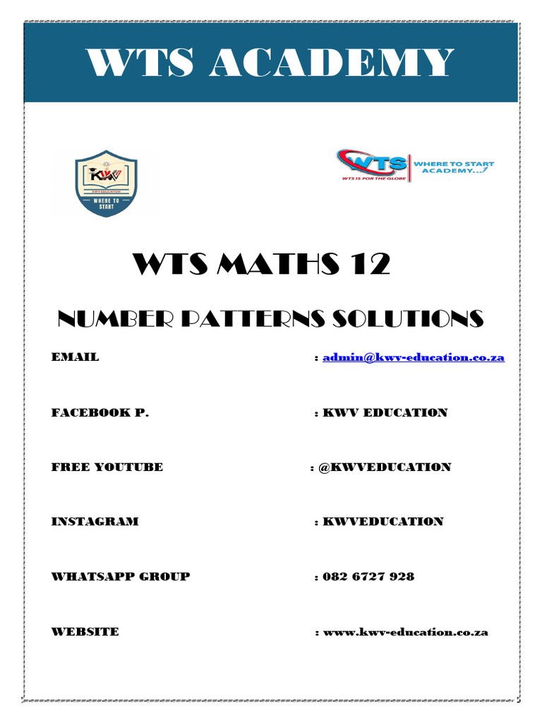 2025 Wts 12 Number Patterns Solutions | PDF