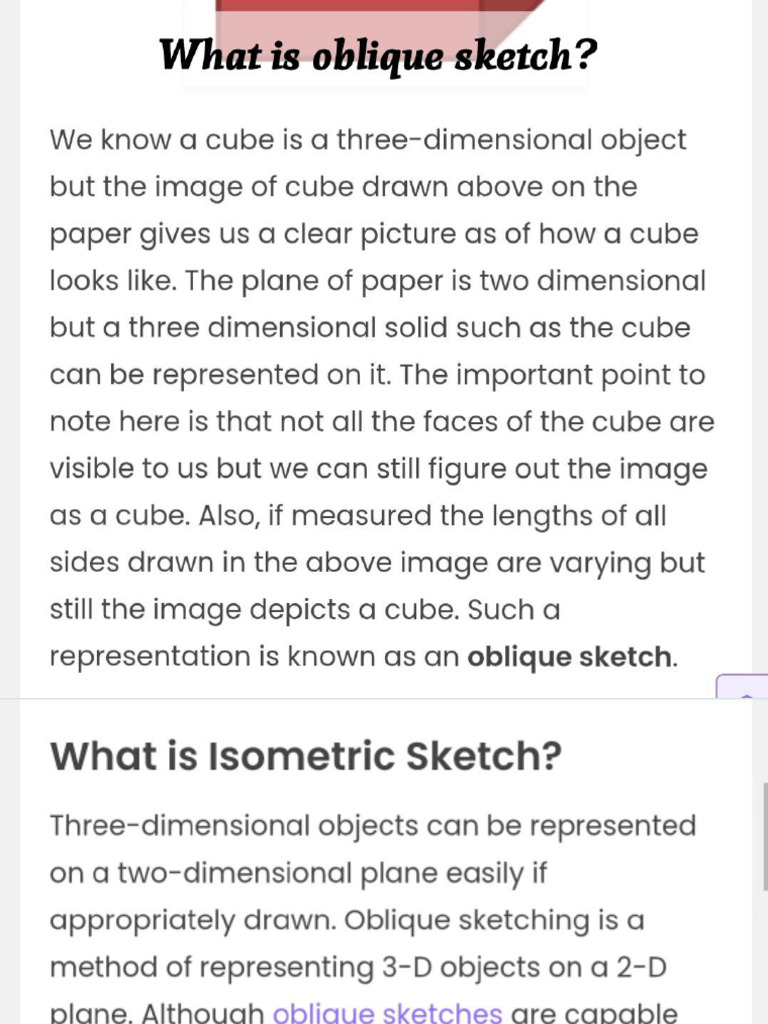 What Are Oblique Sketch and Isometric Sketch of Solid | PDF