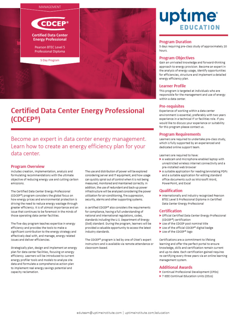 Certified Data Center Energy Professional Cdcep | PDF | Data Center ...