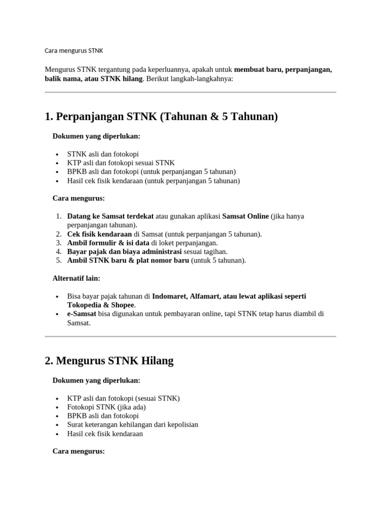 Cara mengurus STNK | PDF