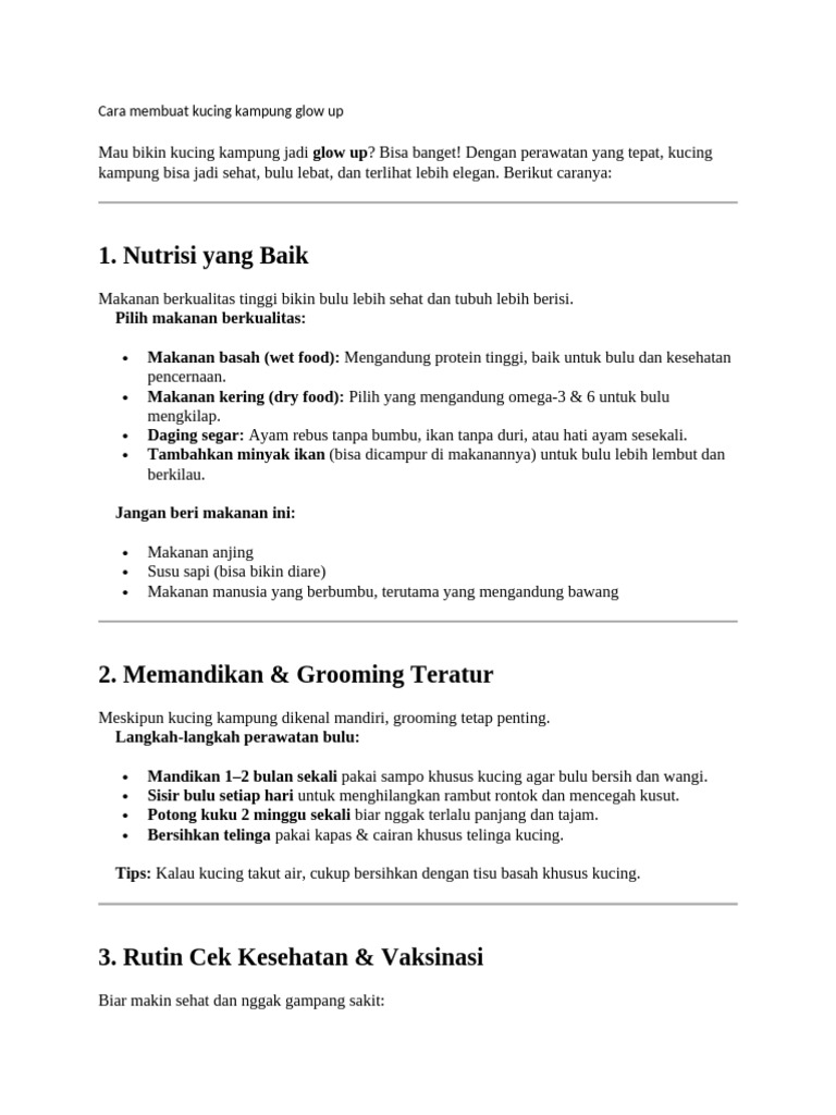 Cara Membuat Kucing Kampung Glow Up | PDF