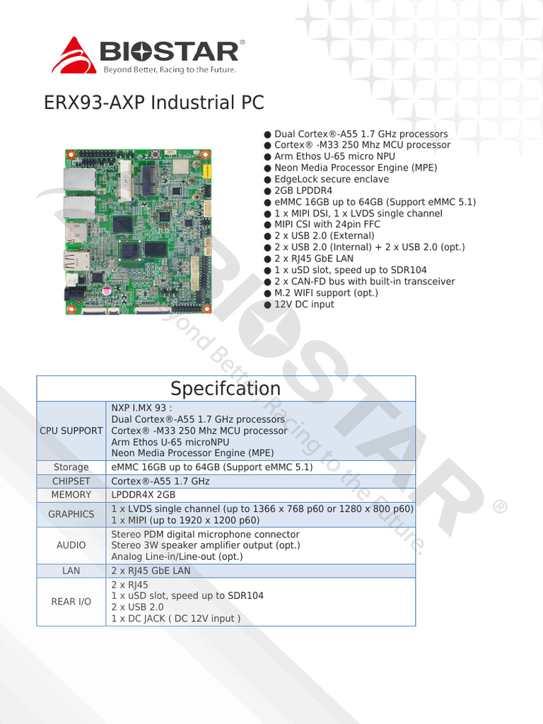 Biostar Erx93-Axp Spec | PDF | Usb | Electrical Engineering