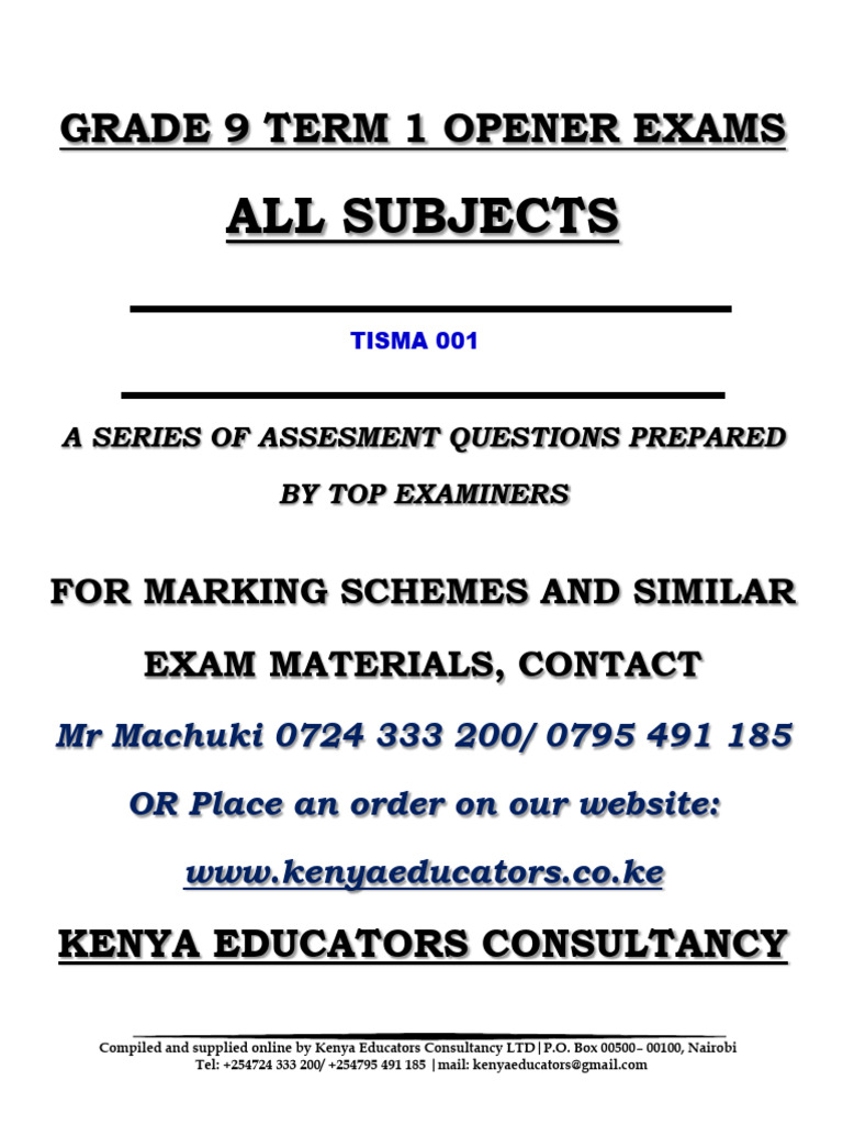 Grade 9 TISMA Term 1 Exams | PDF | International System Of Units ...