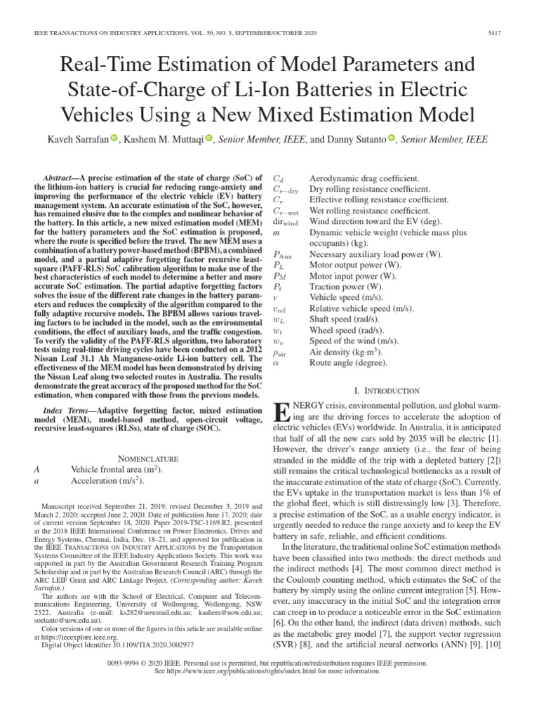 Real-Time SoC Estimation for EV Batteries | PDF