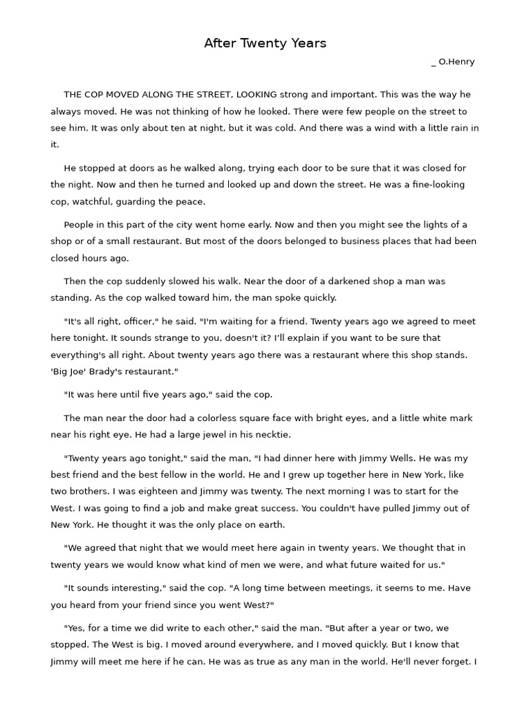 Reunion and Betrayal in O. Henry's Tale | PDF